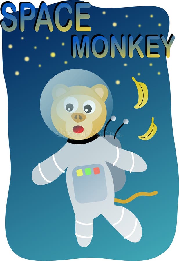 Space Monkey Retro Poster Stylization Stock Vector - Illustration of ...