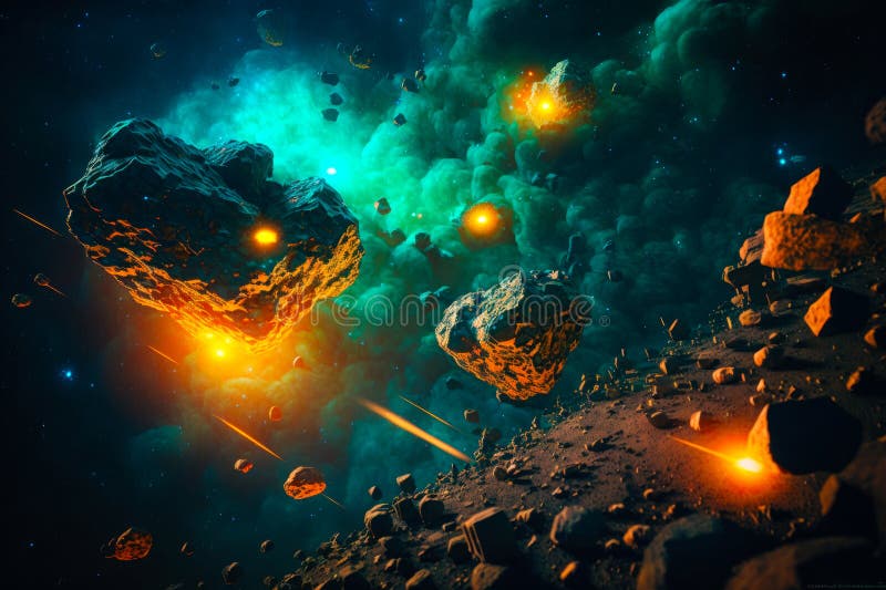 An Image of Space Scene with Rocks and Fire. Generative AI Stock ...