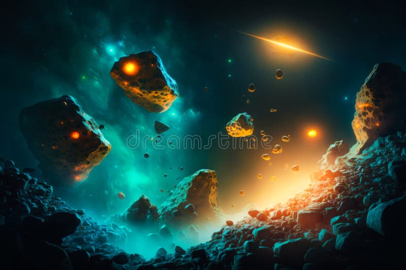 An Image of Space Scene with Rocks and Stars. Generative AI Stock ...