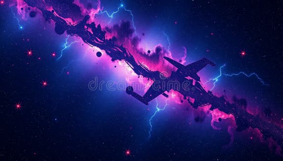 An Image of a Space Ship in the Middle of a Nebula Generated Stock ...