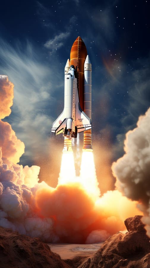 Image of a Space Shuttle Taking Off from the Land Stock Illustration ...