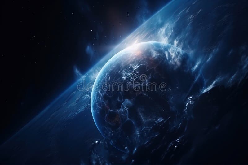 An Image of a Space Station in the Distance with a Bright Light Coming ...