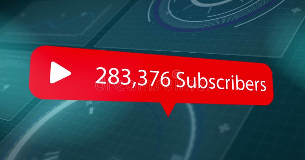 Image of Speech Bubble with Subscribers Text and Numbers Over Blue Grid ...