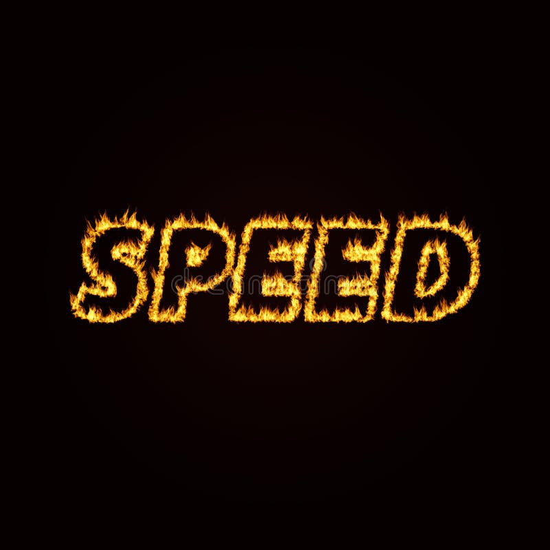 An Image of the Speed Text is on Fire Isolated on Black Background ...