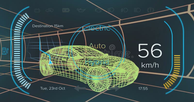 Image of Speedometer, Gps and Charge Status Data on Hybrid Car ...