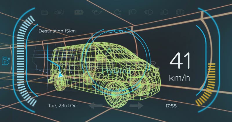 Image of Speedometer, Gps and Charge Status Data on Hybrid Van ...