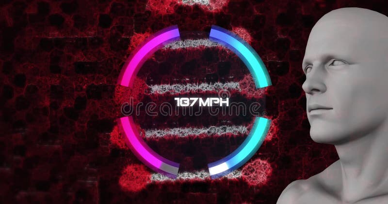 Image of Speedometer Interface Changing Speed Over Dna Strand and Male ...