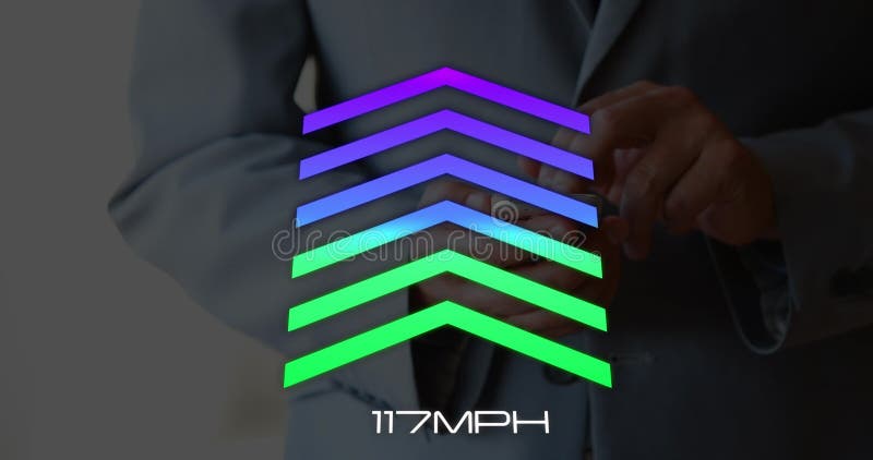 Image of Speedometer Over Hands of Caucasian Man Using Smartphone Stock ...