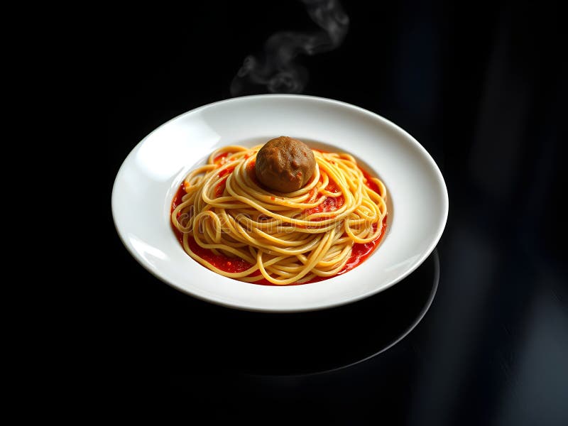 Spicy Spaghetti Food on the Dish and Clean Table, Generative AI ...