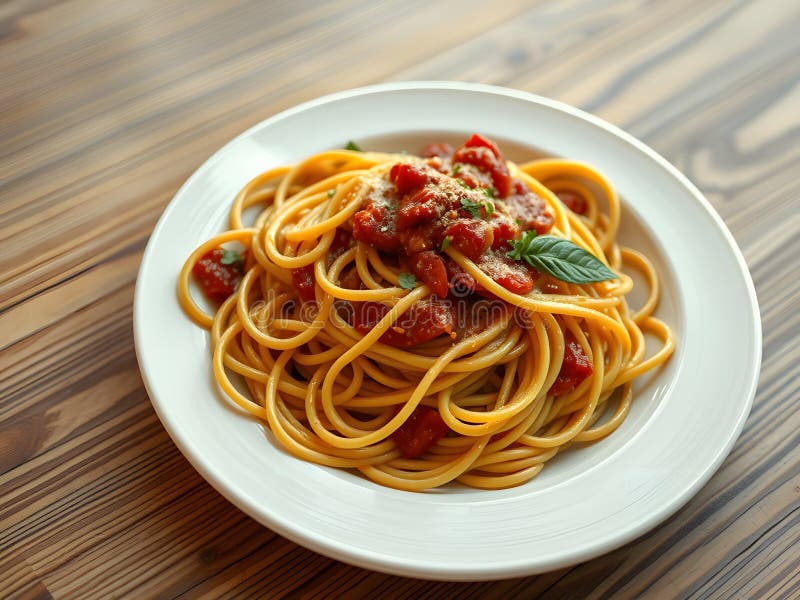 Spicy Spaghetti Food on the Dish and Clean Table, Generative AI ...