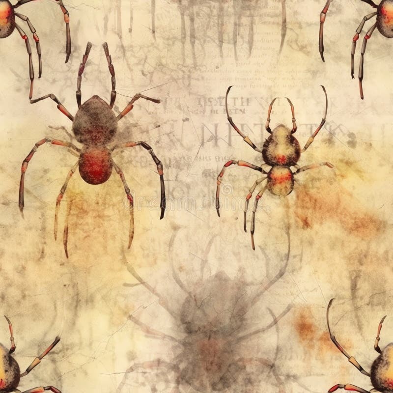 Spiders Old Paper, Vintage Digital Paper Stock Illustration ...
