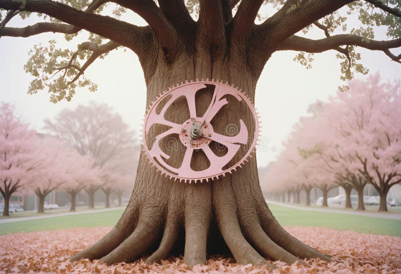 Image of Spinning Gears Leading To a Growing Tree Stock Illustration ...