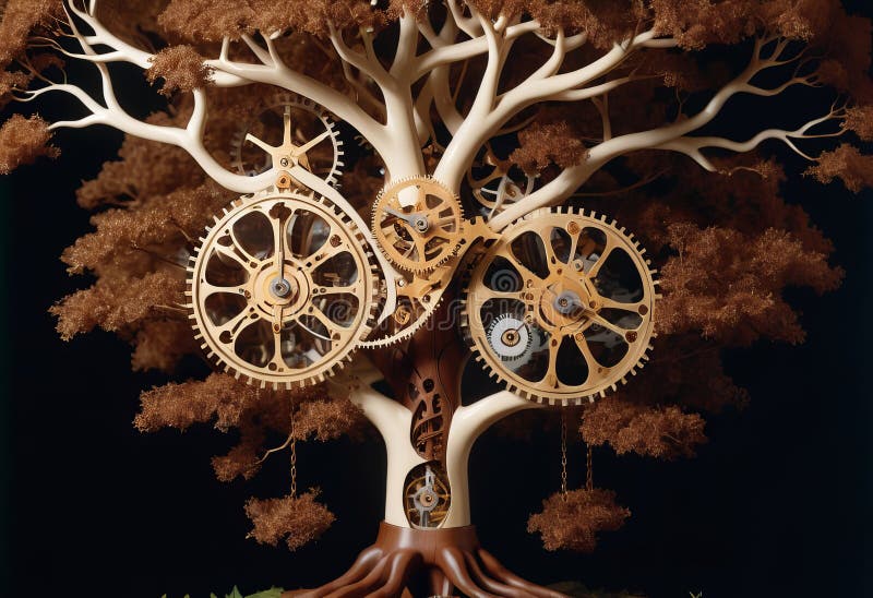Image of Spinning Gears Leading To a Growing Tree Stock Illustration ...