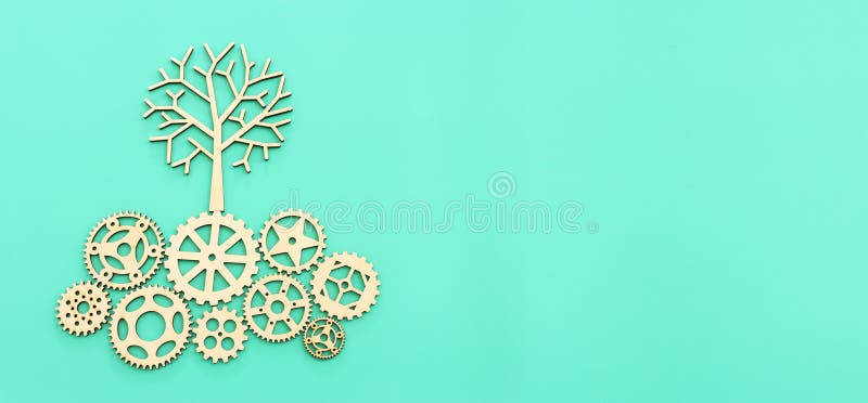 Image of Spinning Gears Leading To a Growing Tree. Concept of ...