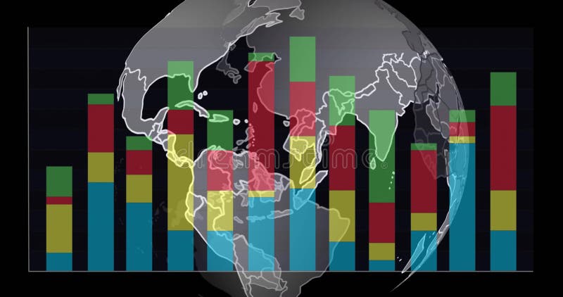 Image of Spinning Globe Over Diagrams Stock Photo - Image of digital ...