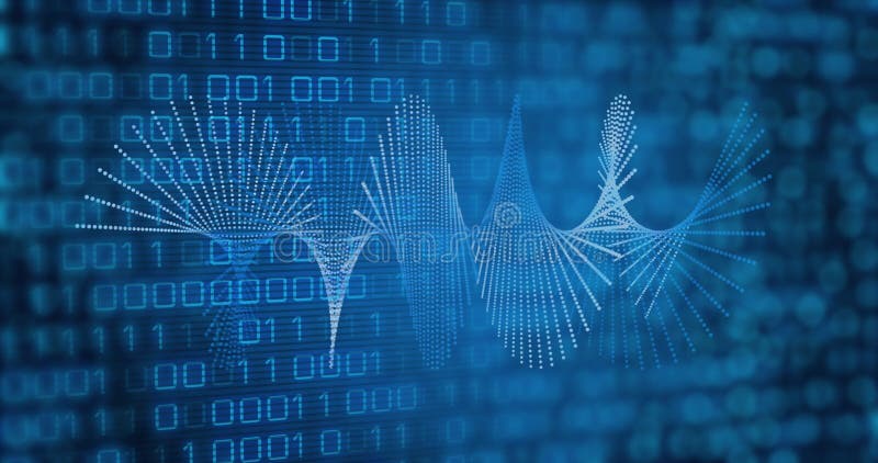 Image of Spiral Pattern Moving Over Illuminated Blue Binary Codes Stock ...