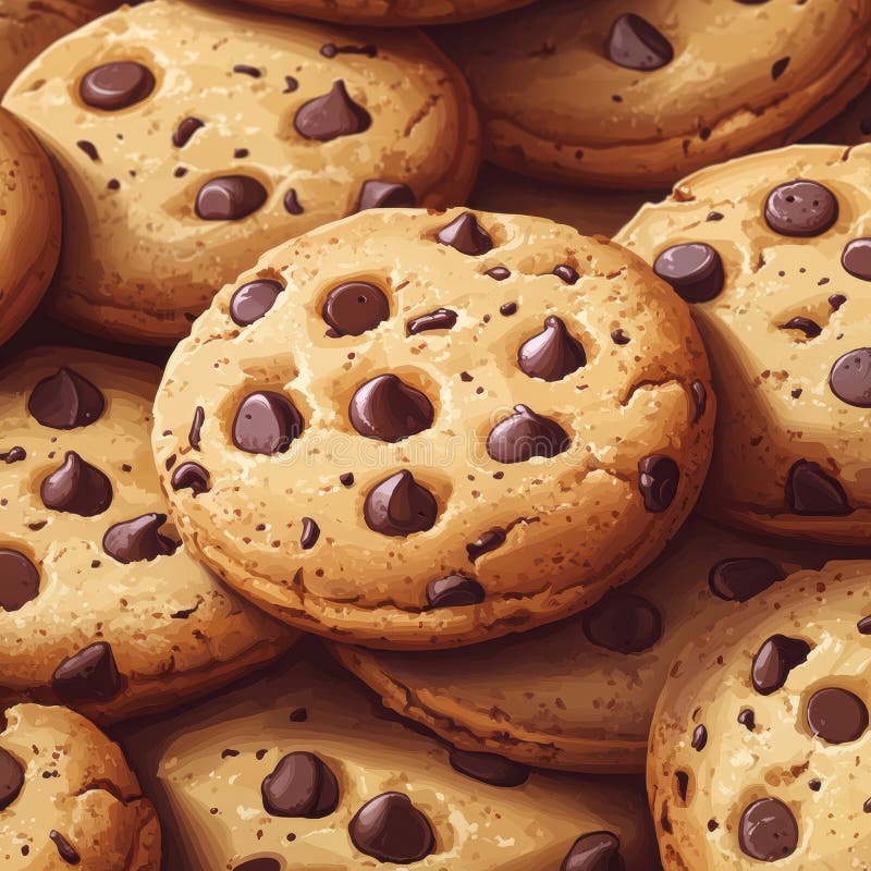 Image of a Spread-out Collection of Golden-brown, Chocolate Chip ...