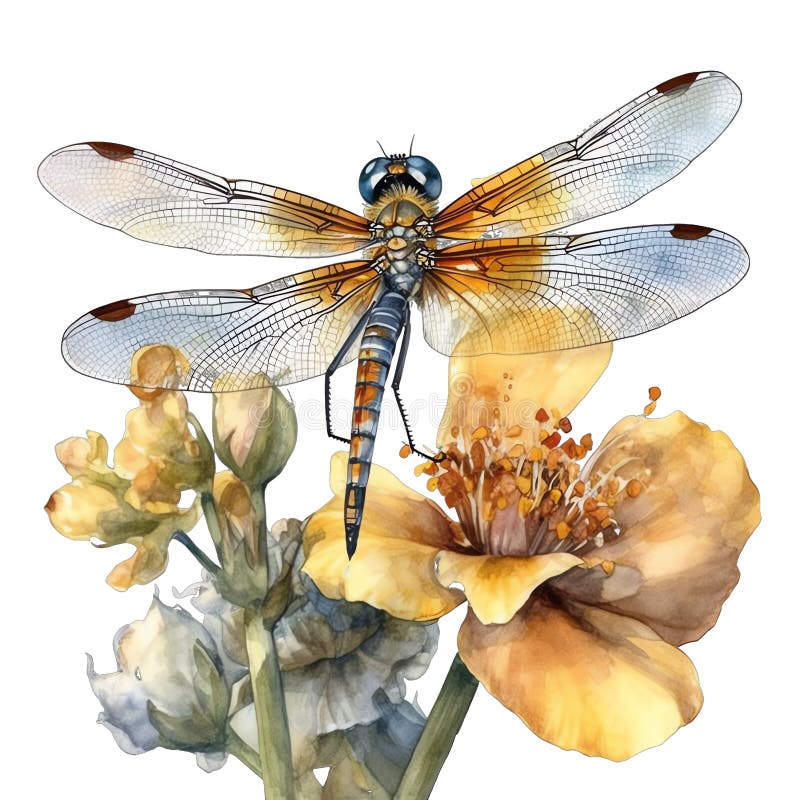 Spring Dragonfly Watercolor Illustration, Spring Clipart Stock ...