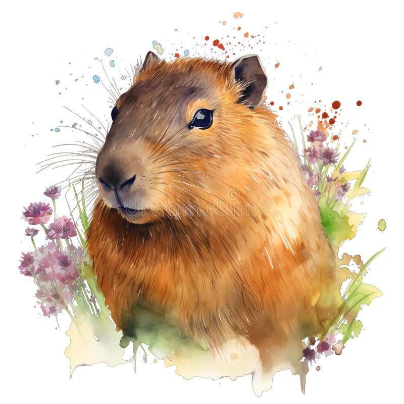 Spring Hamster Watercolor Illustration, Spring Clipart Stock ...