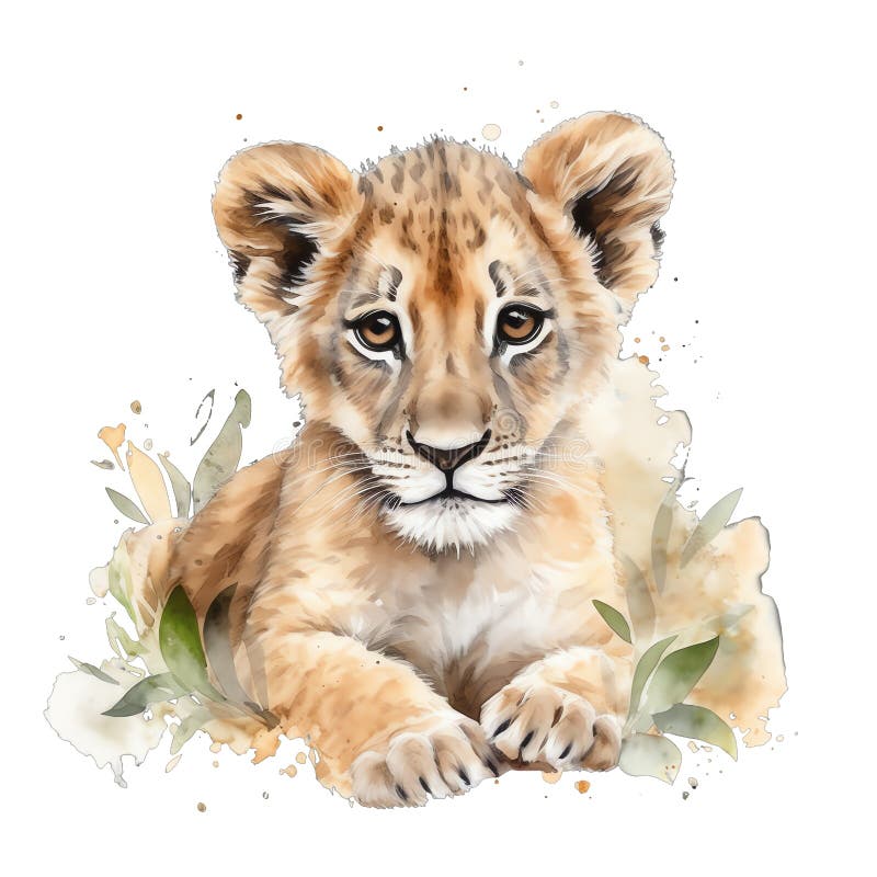Spring Lion Watercolor Illustration, Spring Clipart Stock Illustration ...