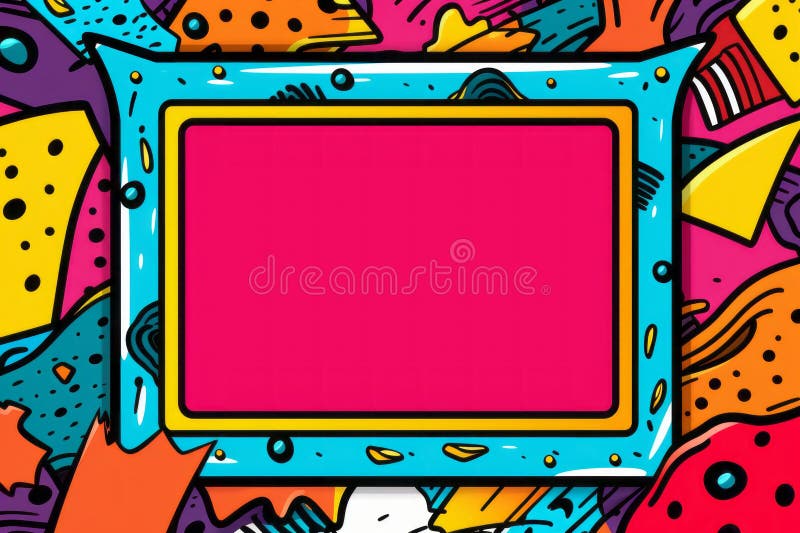 An Image of a Square Frame Surrounded by Colorful Objects Stock ...