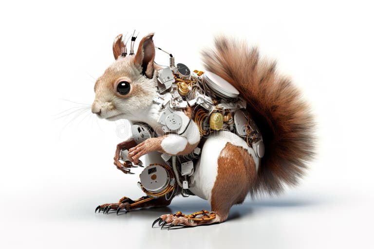 Image of a Squirrel Modified into a Electronics Robot on a White ...