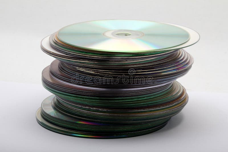 Image of a Stack of DVDs and CDs Taken from a Sideways View Stock Photo ...