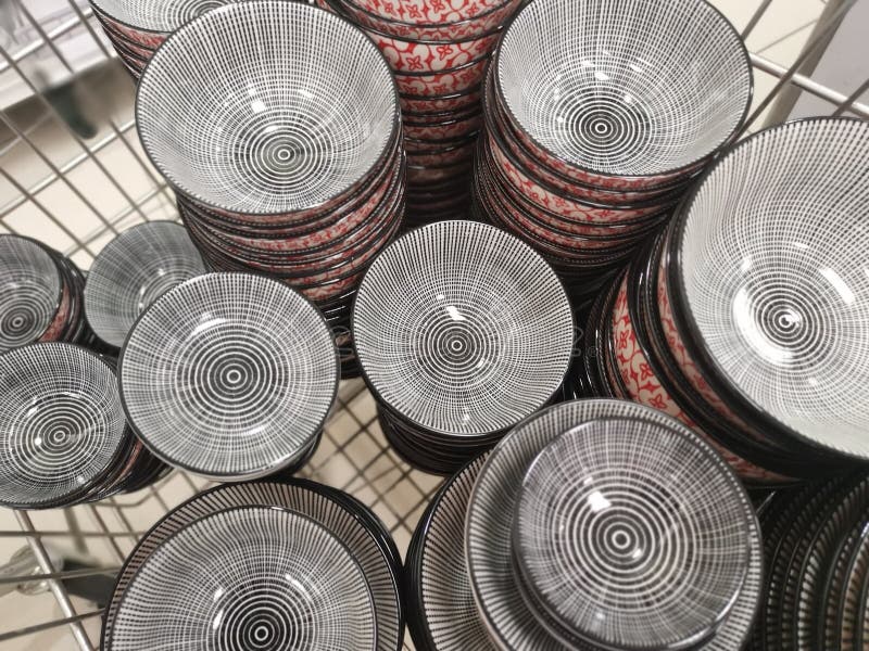 Stacked of Different Sizes and Shapes of Ceramic Dishware. Stock Image ...