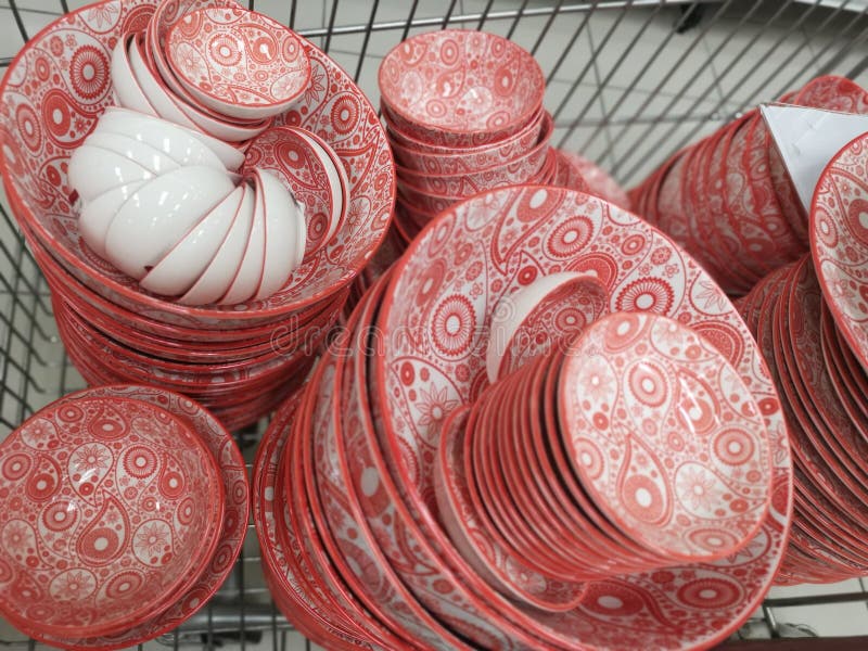 Stacked of Different Sizes and Shapes of Ceramic Dishware. Stock Photo ...