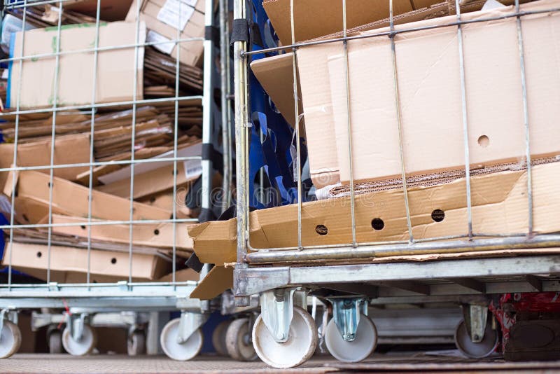 Stacked Used Cardboard Boxes Ready for Recycling Stock Image - Image of ...
