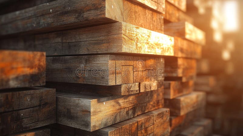 An Image of Stacks of Processed Timber Planks in a Warehouse that ...