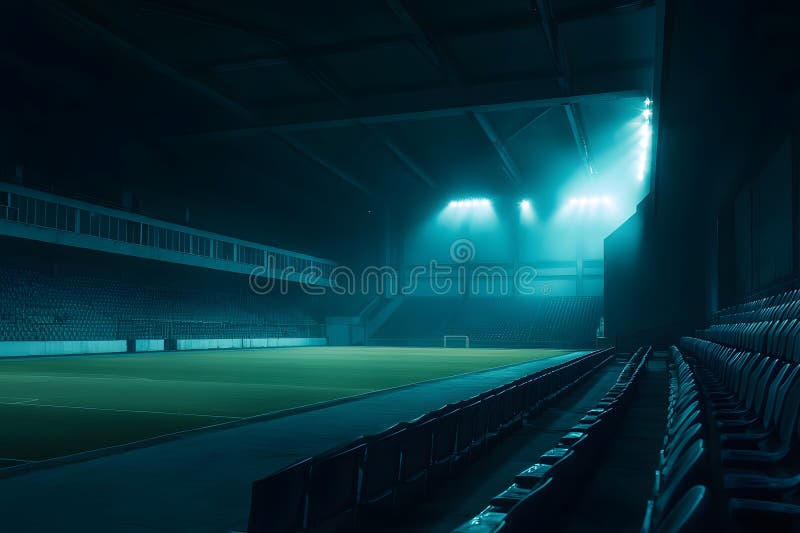 Empty Stadium Seats with a Bright Light Shining on the Field. Stock ...