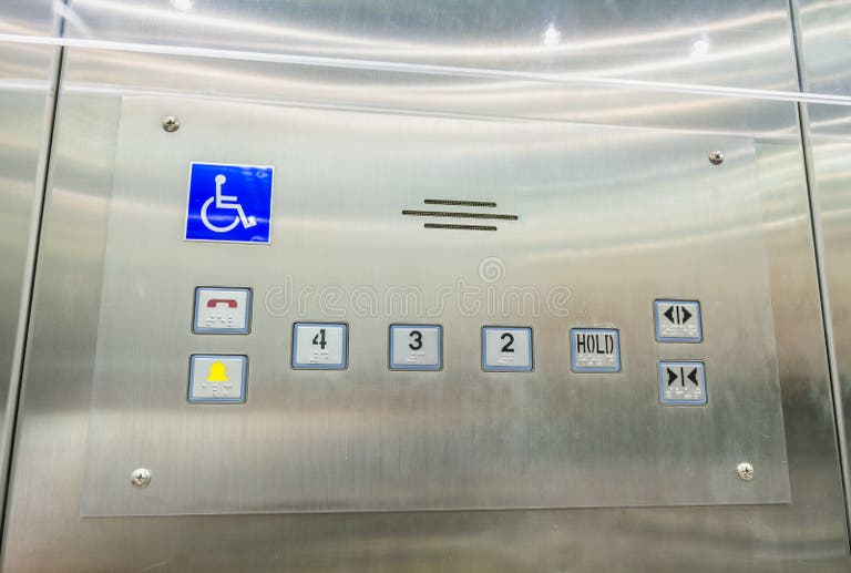 Image of Stainless Steel Elevator Panel Push Buttons Stock Photo ...