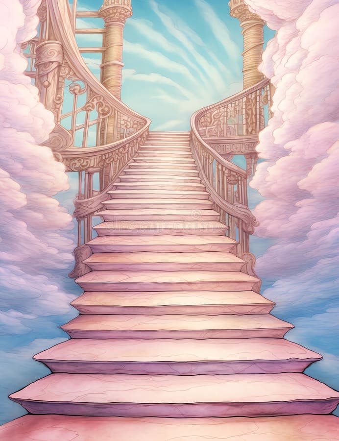 Stairs Fantasy Old Paper, Junk Journal Digital Paper Stock Illustration ...