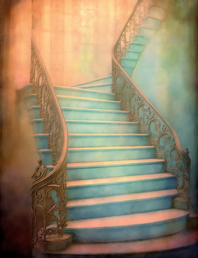 Stairs Fantasy Old Paper, Junk Journal Digital Paper Stock Illustration ...