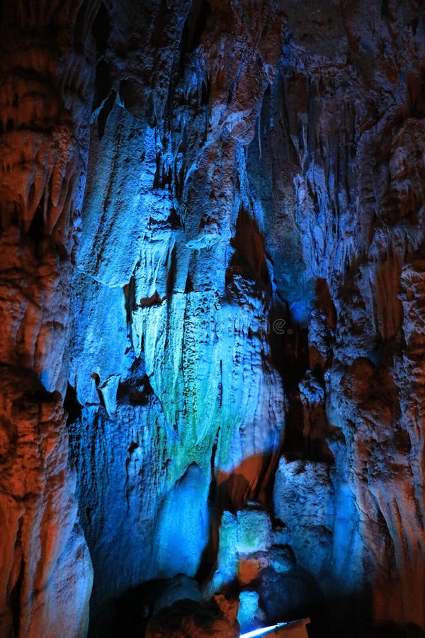 Illuminated Stalactites stock image. Image of color - 202172729