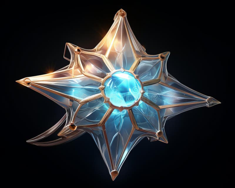An Image of a Star with a Blue Stone in it Stock Illustration ...