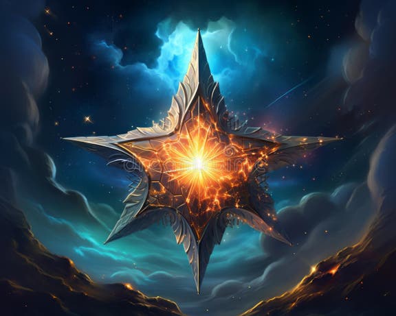 An Image of a Star with Flames Coming Out of it Stock Illustration ...