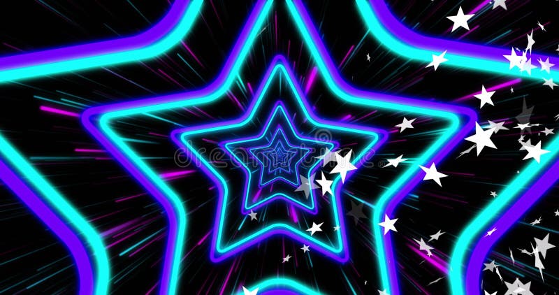 Image of Star Icons Floating Over Neon Star Shapes in Seamless Pattern ...