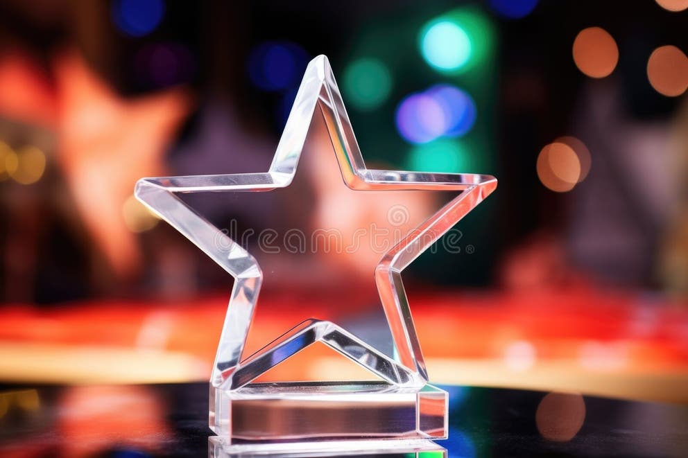 Image of a Star-shaped Glass Award on a Bright Glowing Table Stock ...