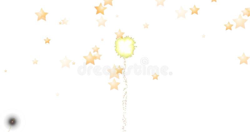 Image of Stars Falling and Fireworks Over White Background Stock ...