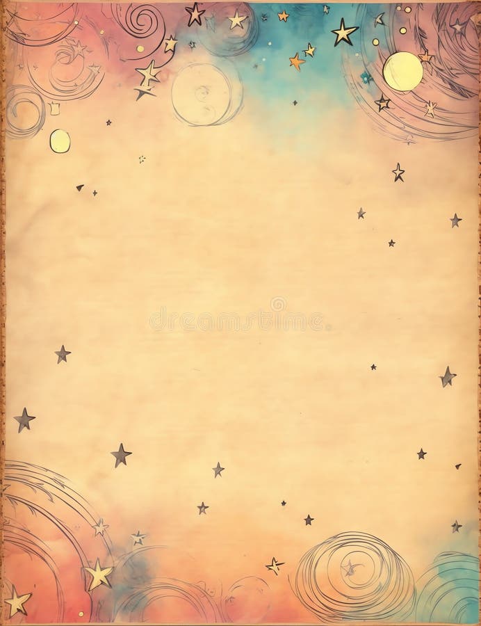 Stars and Moon Fantasy Old Paper, Junk Journal Digital Paper Stock ...