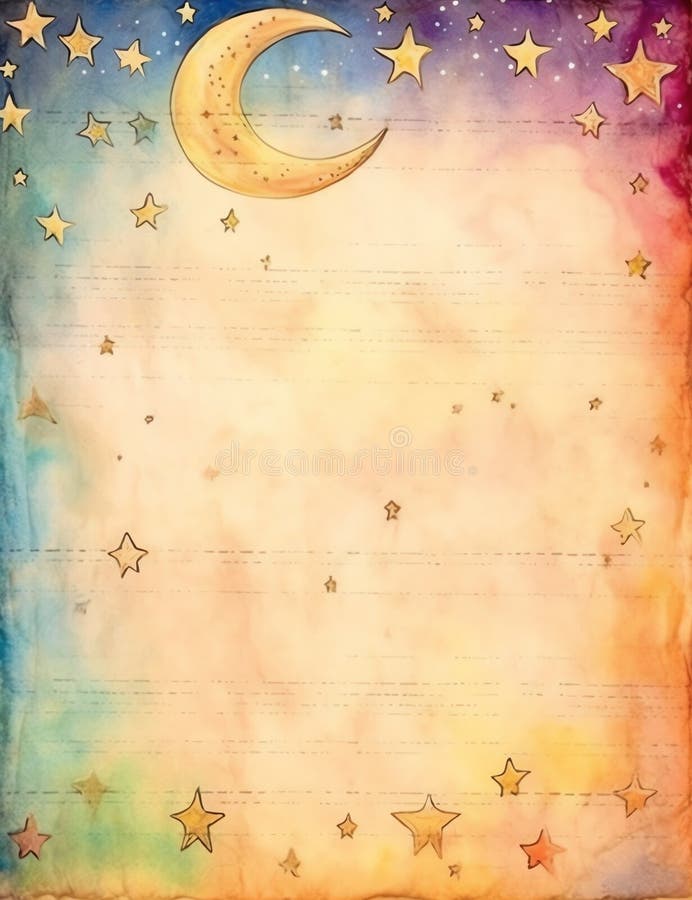 Stars and Moon Fantasy Old Paper, Junk Journal Digital Paper Stock ...