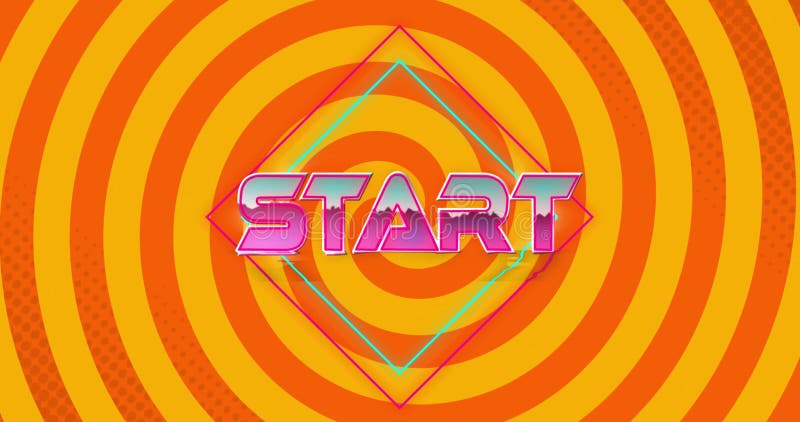 Image of Start Text Over Circles on Orange Background Stock ...