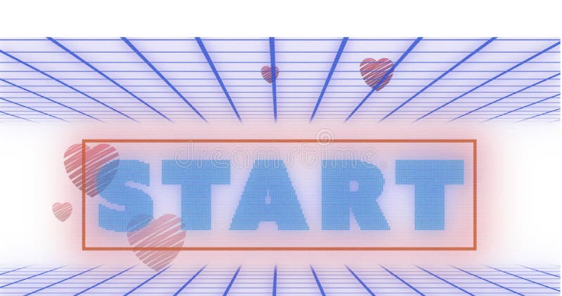 Image of Start Text Over Heart Digital Icons and Grid Stock ...