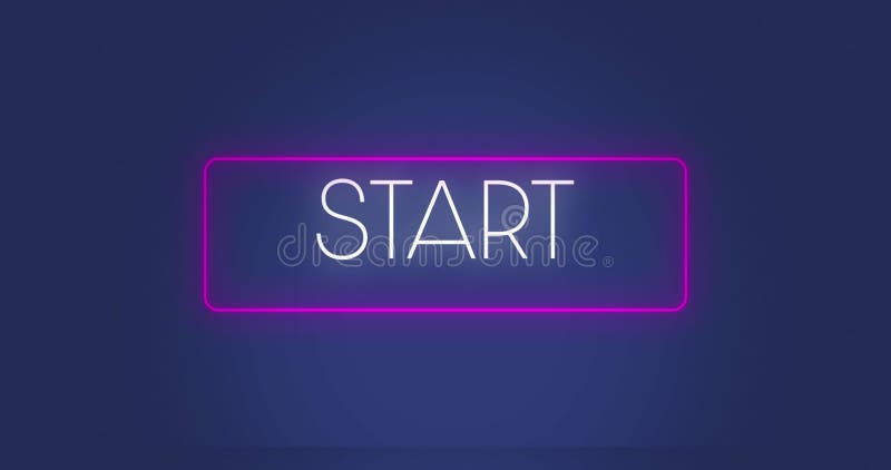 Image of Start Text Over Neon Purple Banner Against Blue Background ...