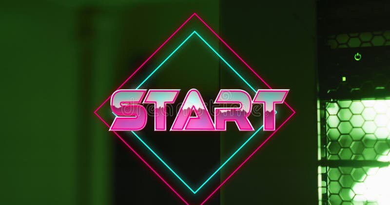 Image of Start Text with Shapes Over Green Backround Stock Illustration ...