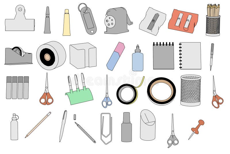 Image of stationery tools stock illustration. Illustration of office ...