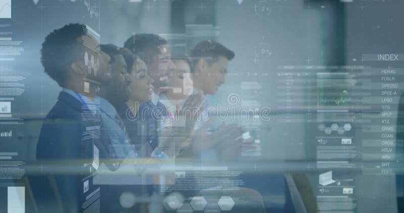 Image of Statistic Processing Over Business People Clapping at ...