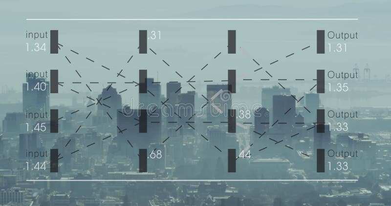 Image of Statistical Data Processing Against Aerial View of Cityscape ...